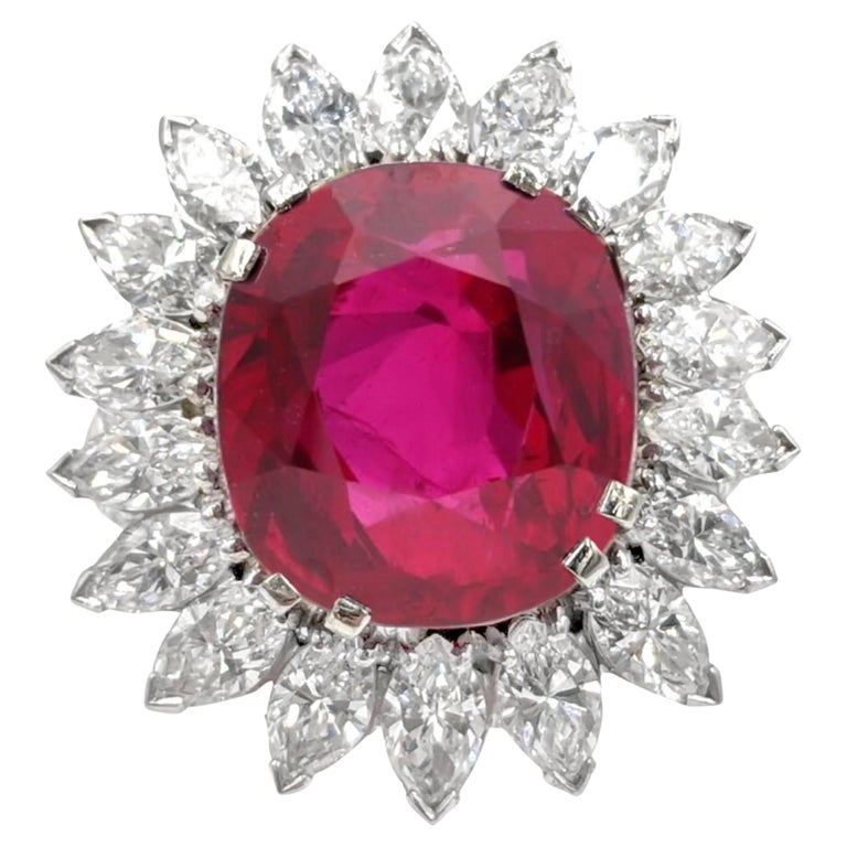 Mogok Burma No Heat 11.70 Carat Ruby Diamond Cocktail Solitaire Ring ...