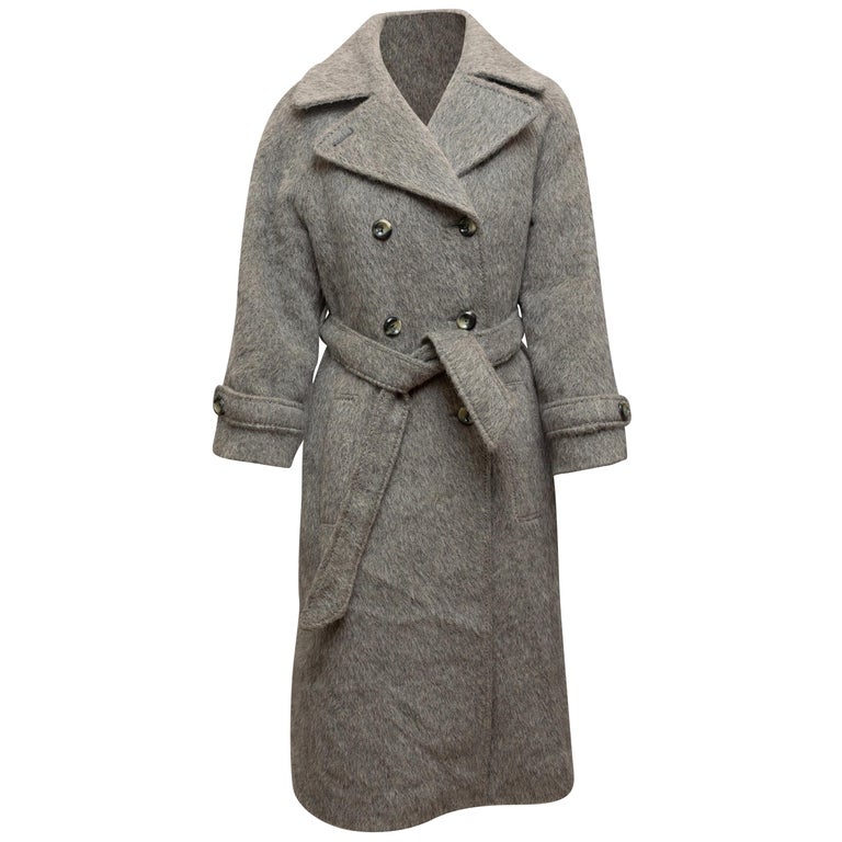 Mohair Grey Double-Breasted Coat at 1stDibs
