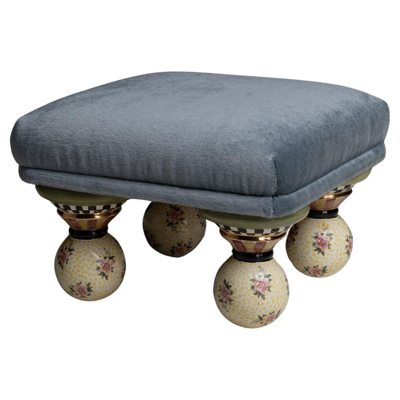Mohair Ottoman, Made in New York For Sale at 1stDibs