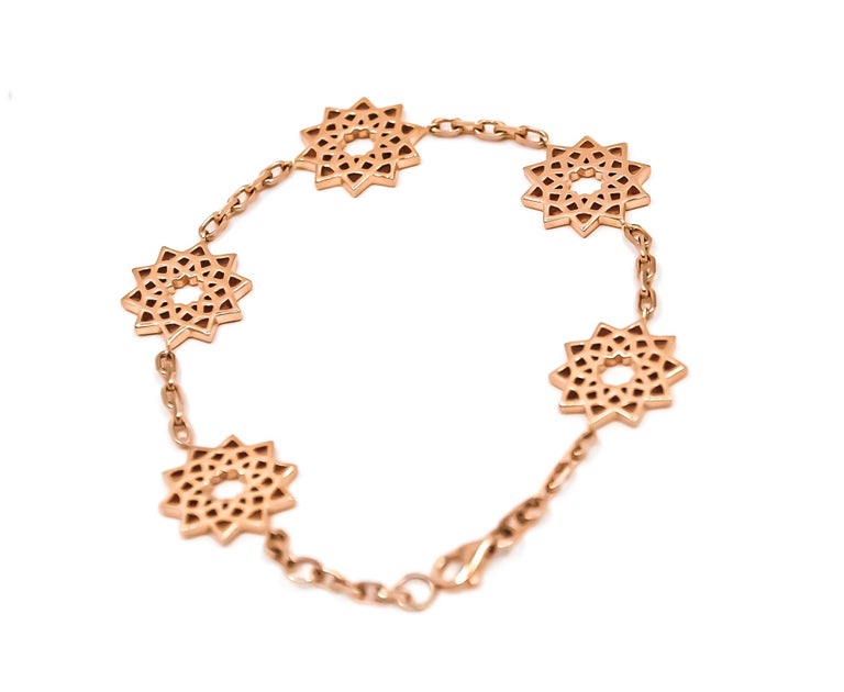 Arabesque Deco Andalusian Style Five Motif Bracelet in 18kt Rose Gold ...