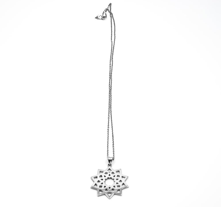 Arabesque Deco Andalusian Style Pendant Necklace in 18kt White Gold For ...