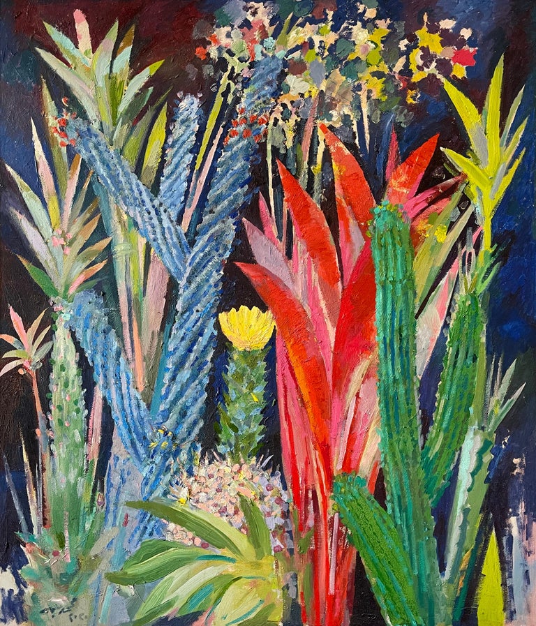 Mohamed Abla - "Cactus Bouquet" Oil Painting 55" x 47" inch by Mohamed ...