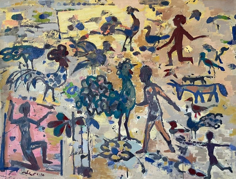 Mohamed Abla - "Man and Beast" Painting 45" x 59" inch by Mohamed Abla ...