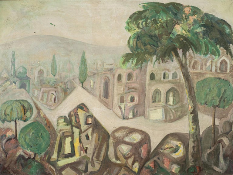 Mohammed Ismail - "Verdant Village" Oil on Canvas Painting 24" x 31 ...