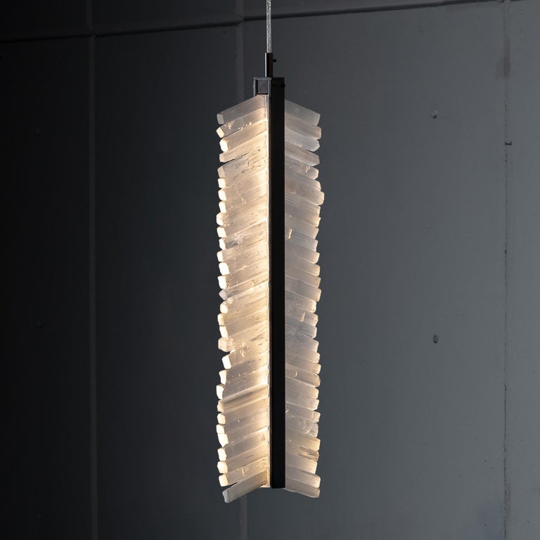 Mohawk Lighting Selenite Crystal Chandelier with Steel Base For Sale at ...