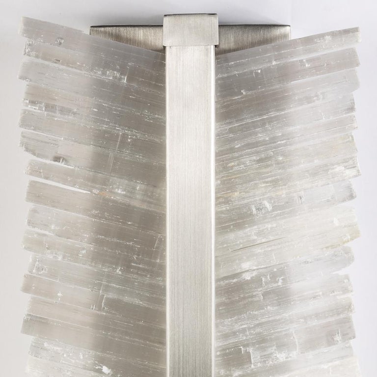Mohawk Lighting Selenite Crystal Wall Sconce with Metal Base For Sale ...