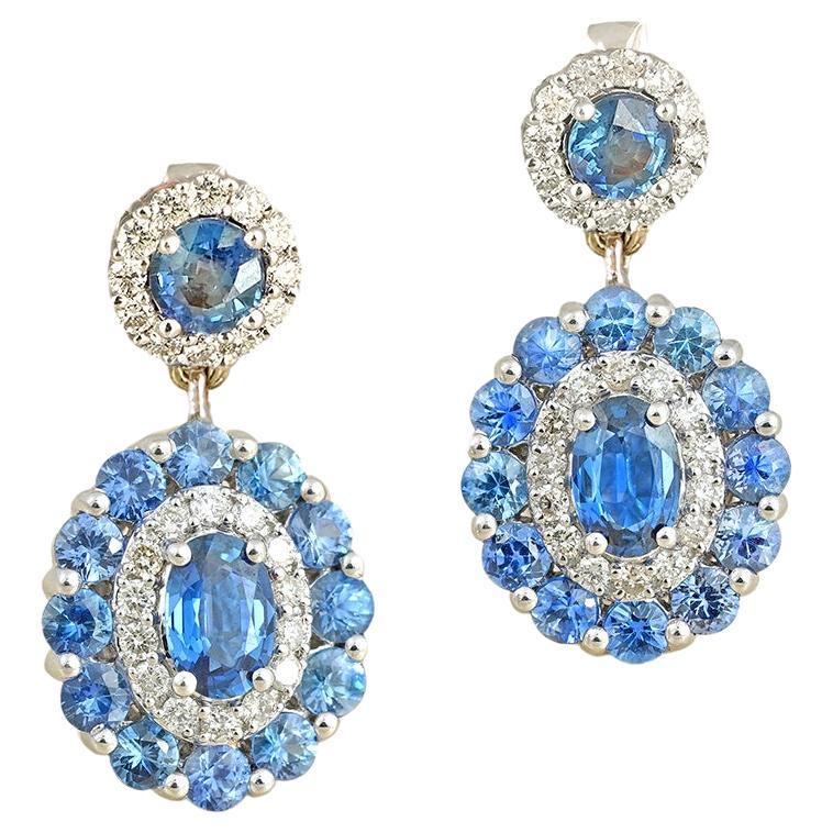 Customizable Moi Azure Gold Diamond and Halo Sapphire Engagement Ring ...