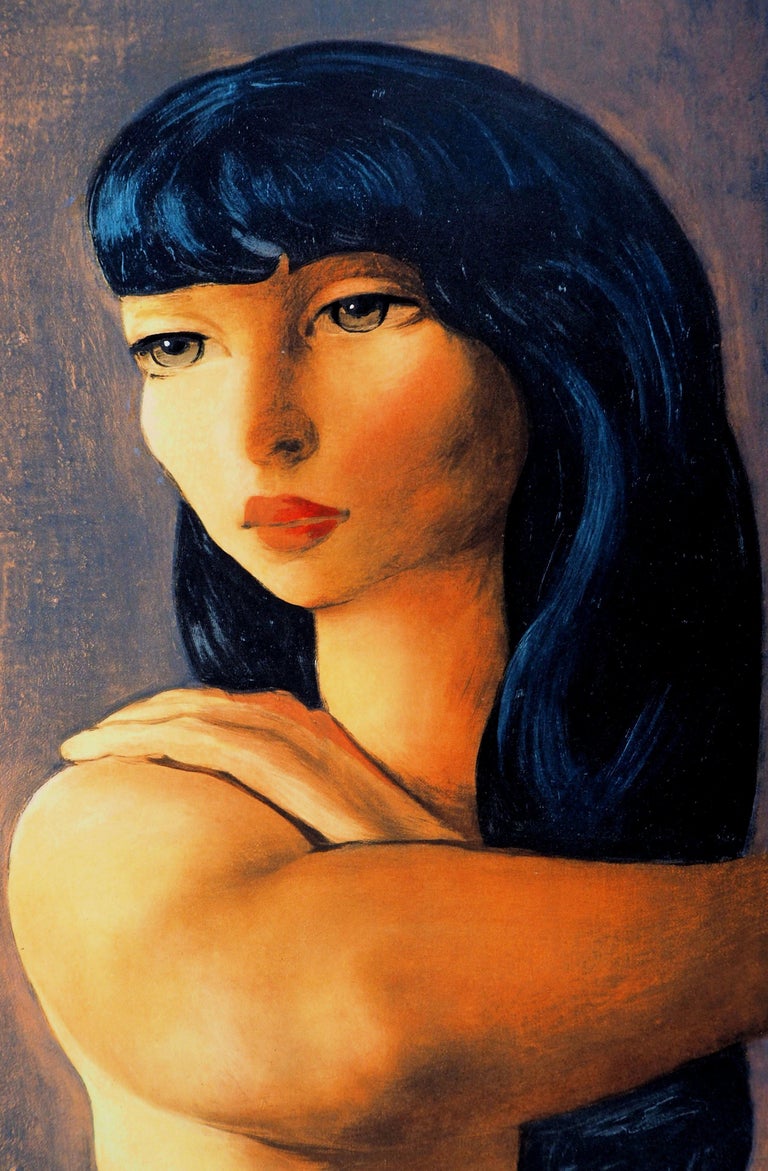Moise Kisling - Dark Hair Woman with Tall Eyes - Lithograph at 1stDibs