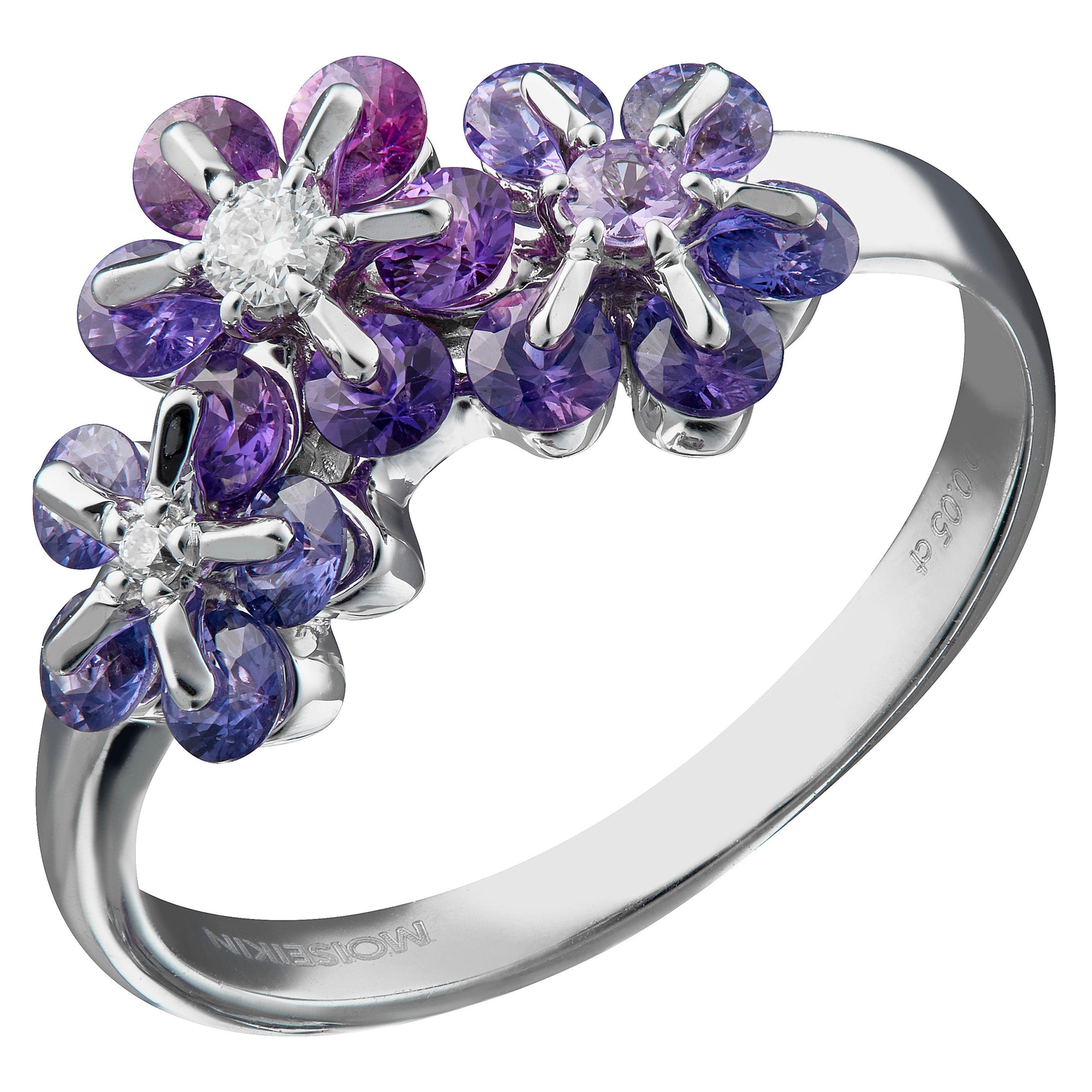 Moiseikin 18 Karat White Gold Fancy Sapphire Diamond Ring For Sale ...