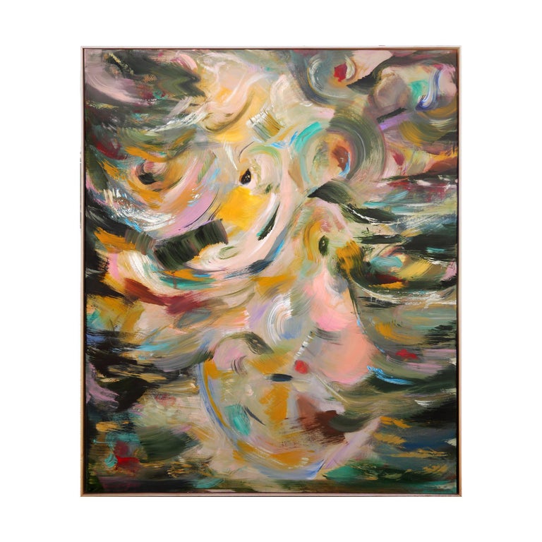 Moises Villafuerte - Colorful Green, Pink, Aqua, and Yellow Large ...