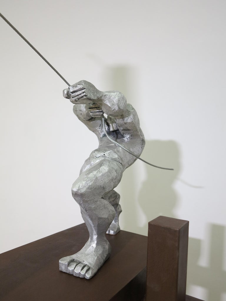 Moisés Gil - Abstract Men Large Sculpture Brown Rusted Metal Silver ...