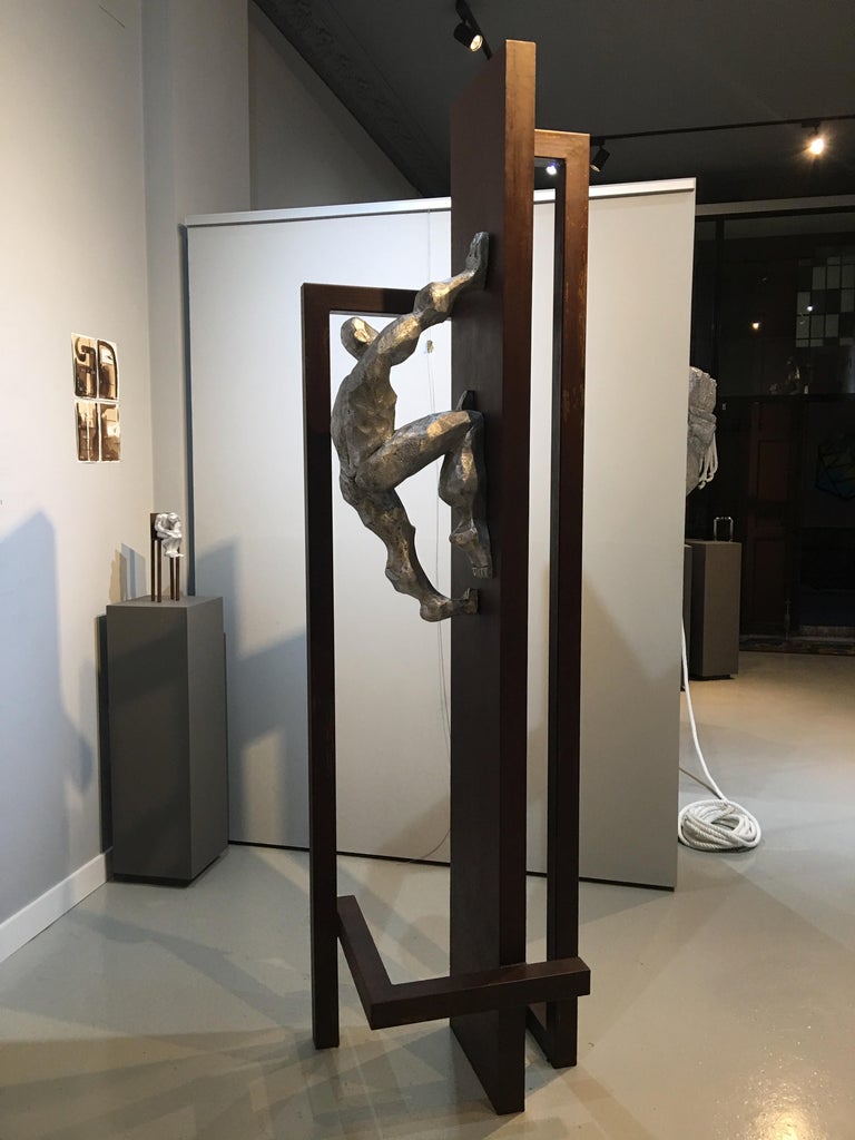 Moisés Gil - Abstract Men Large Sculpture Brown Rusted Metal Silver ...