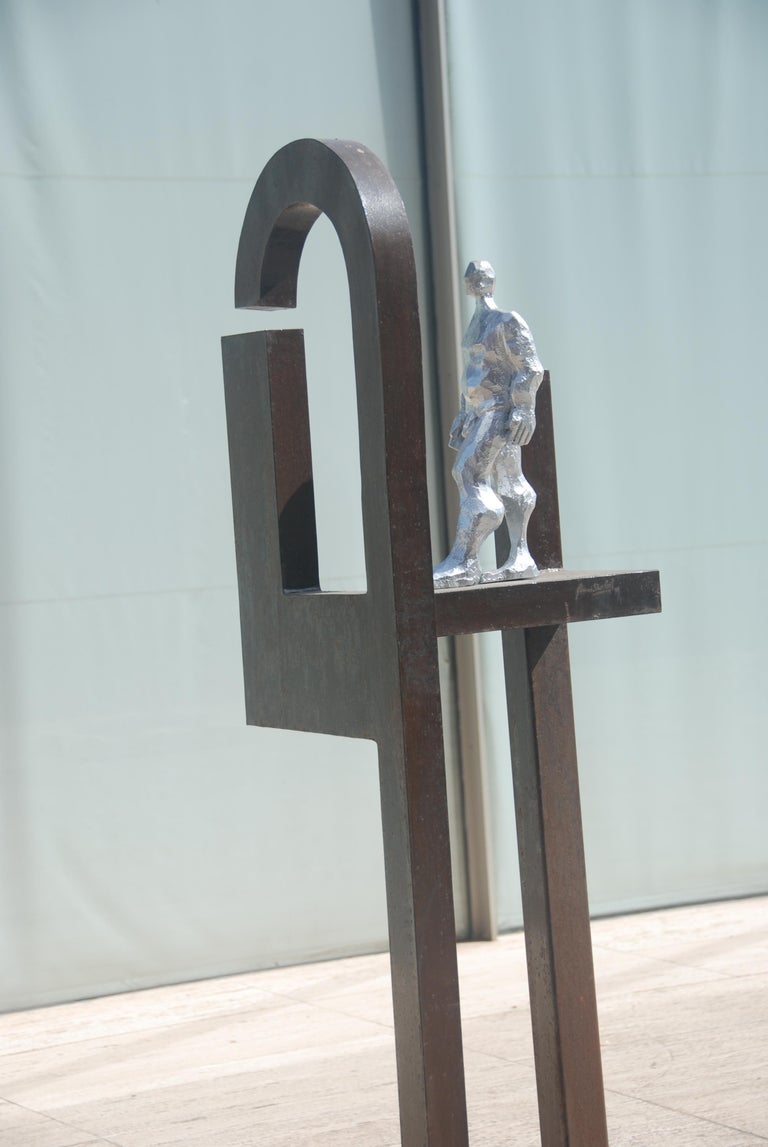 Moisés Gil - Abstract Men Large Sculpture Brown Rusted Metal Silver ...