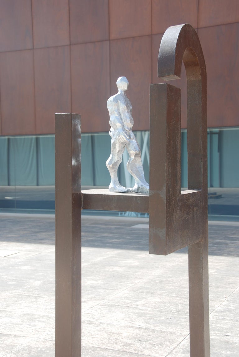 Moisés Gil - Abstract Men Large Sculpture Brown Rusted Metal Silver ...