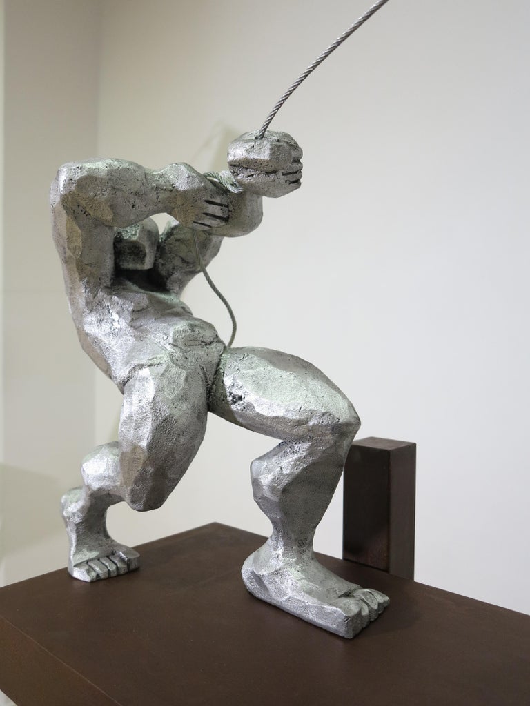 Moisés Gil - Abstract Men Large Sculpture Brown Rusted Metal Silver ...