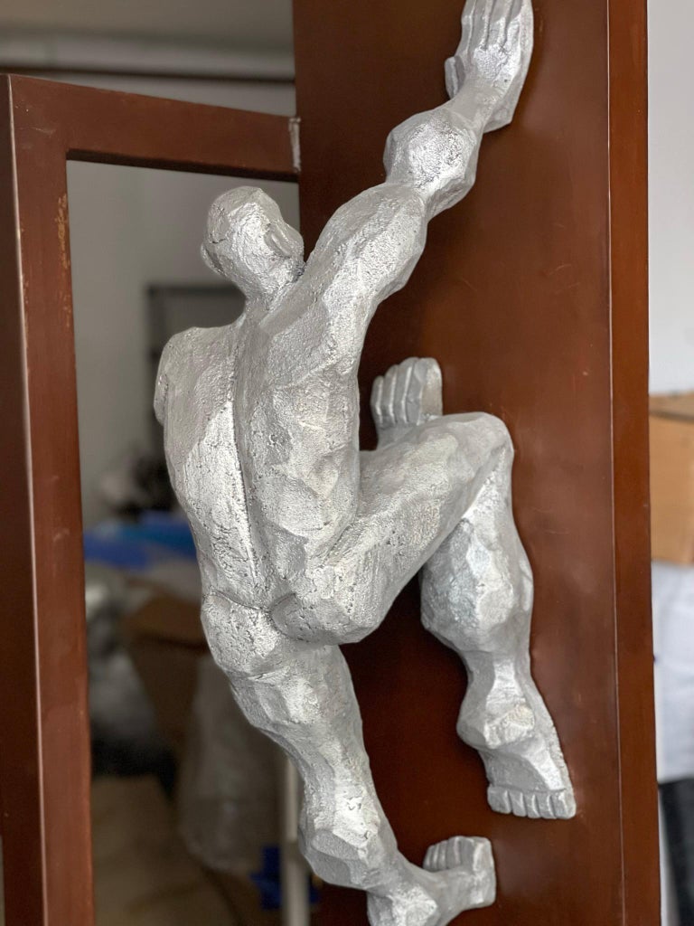 Moisés Gil - Abstract Men Large Sculpture Brown Rusted Metal Silver ...