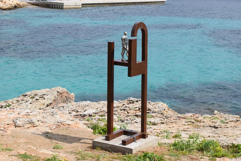 Moisés Gil - Abstract Men Large Sculpture Brown Rusted Metal Silver ...