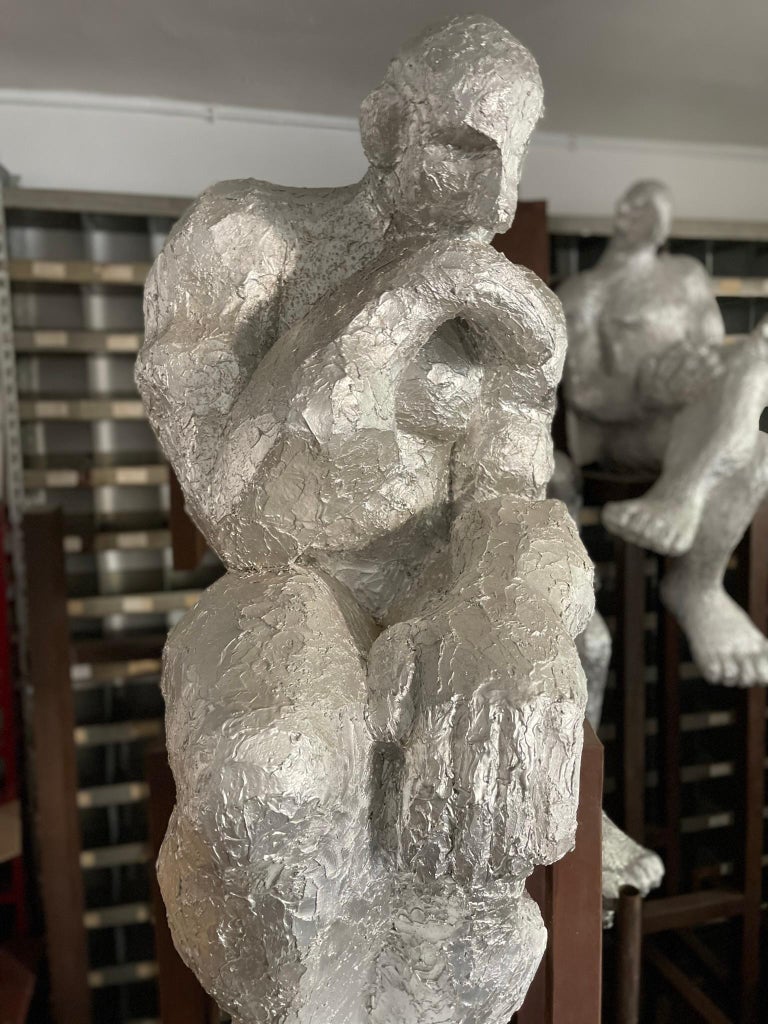 Moisés Gil - Abstract Men Large Sculpture Brown Rusted Metal Silver ...