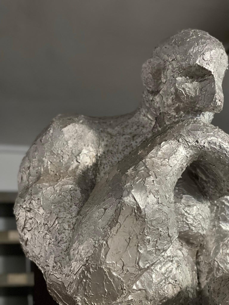 Moisés Gil - Abstract Men Large Sculpture Brown Rusted Metal Silver ...