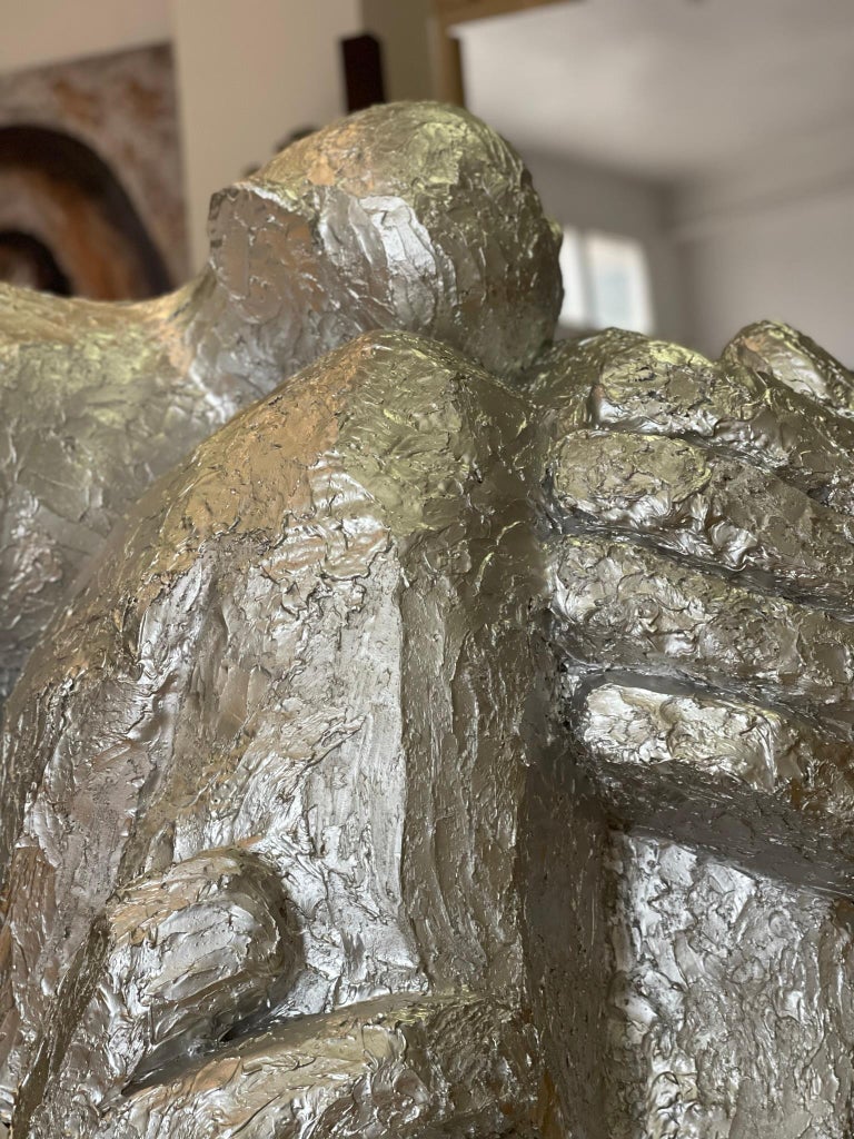 Moisés Gil - Abstract Men Large Sculpture Silver Resin Indoor / Outdoor ...