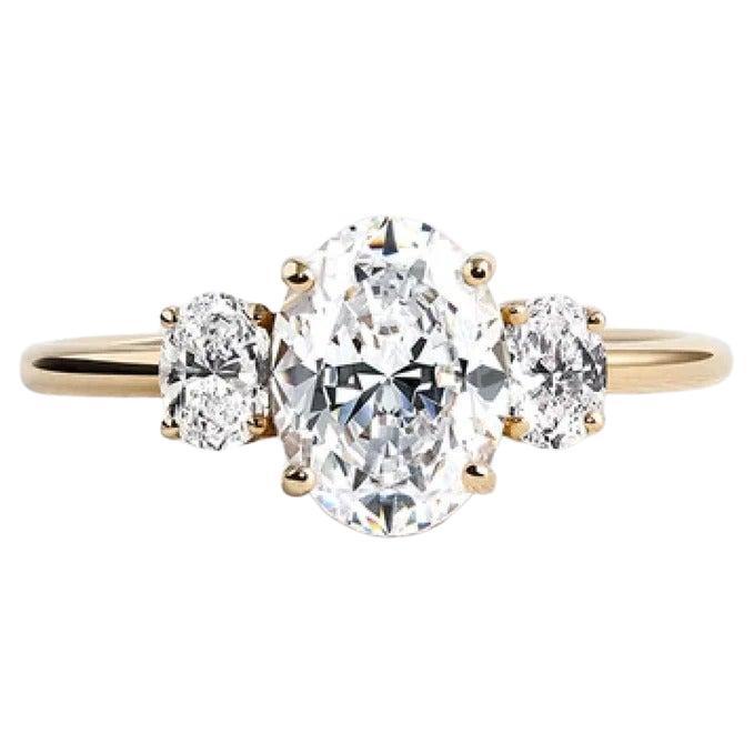 925 Sterling Silver 1.5 ct Oval Moissanite Ring Oval Shaped Engagement ...