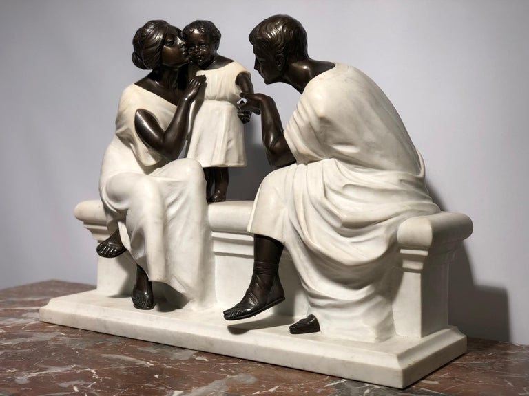 Italian Molded and Carved White Marble Group : The education of ...
