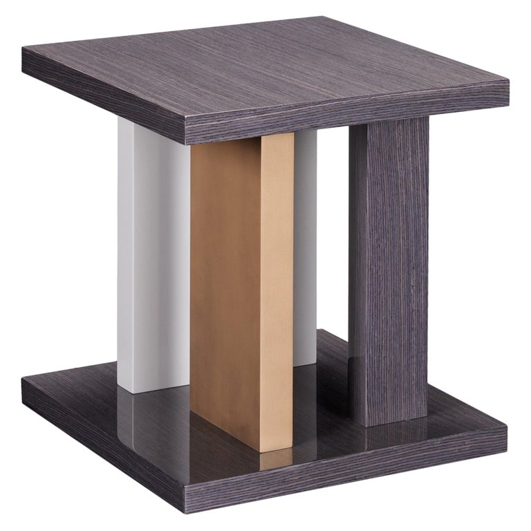 MOLIÈRE side table in Grisio Gris and Antique Brass lacquer For Sale at ...