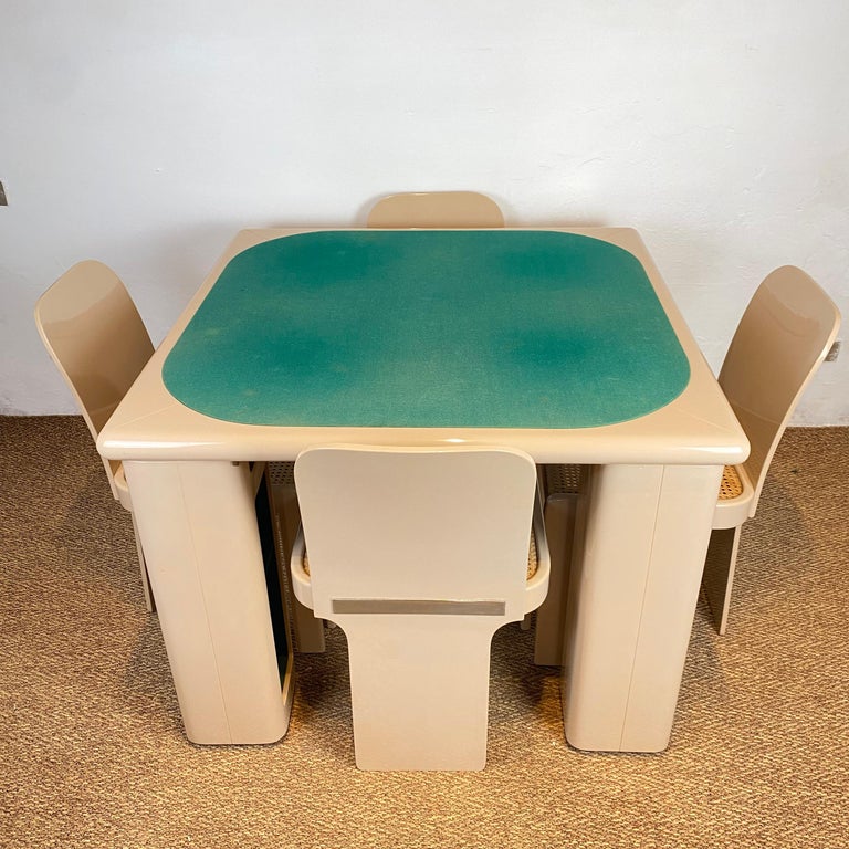 Molinari Black Lacquered Wood Game Table and Chairs for Pozzi Milano ...