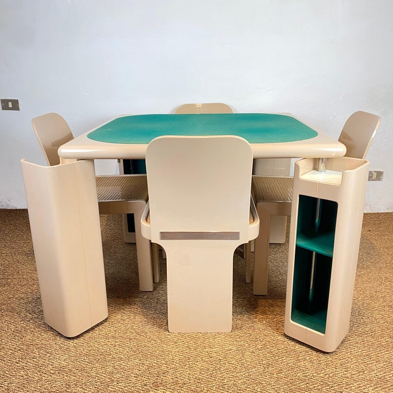 Molinari Black Lacquered Wood Game Table and Chairs for Pozzi Milano ...