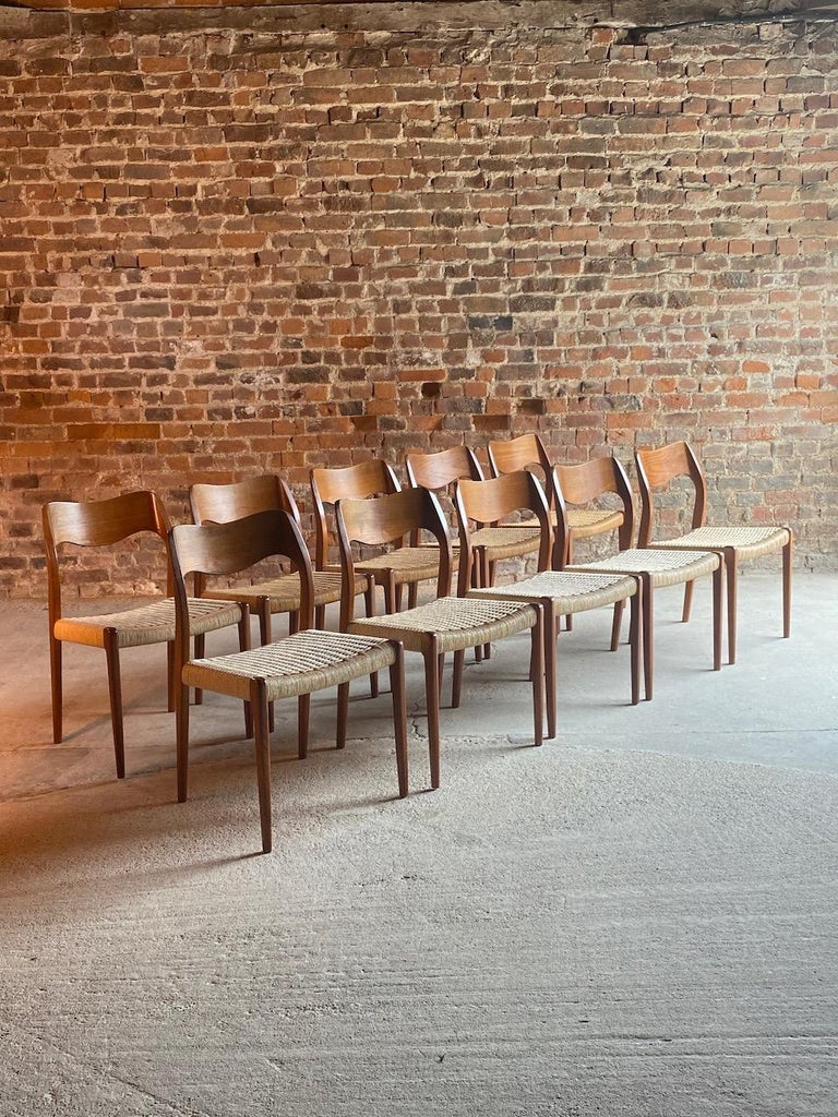 Moller Model 71 Dining Chairs Set of Six in Teak and Paper Cord 1960s ...