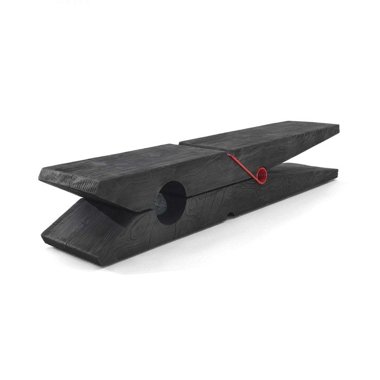 Black Clothespin 55 Inches Vulcano Bench with Red Iron spring, Made in ...