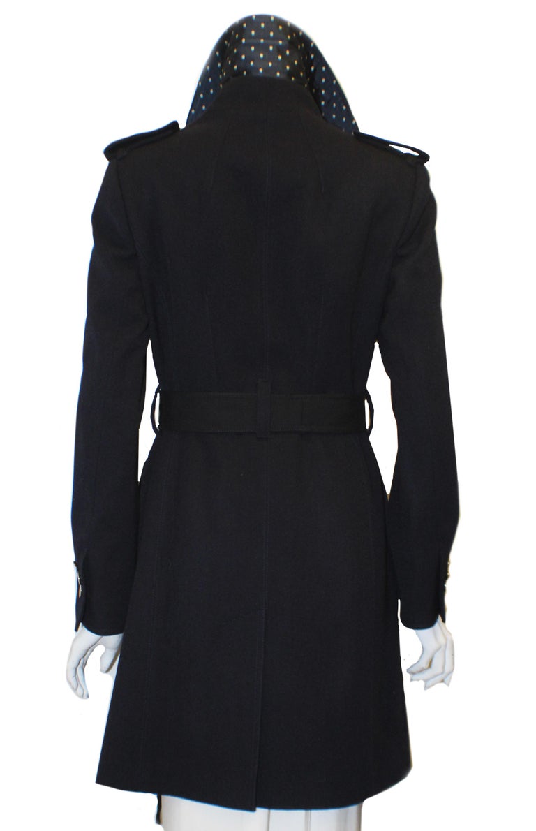 Moloh of the United Kingdom 3/4 Navy Belted Military Style Coat For ...