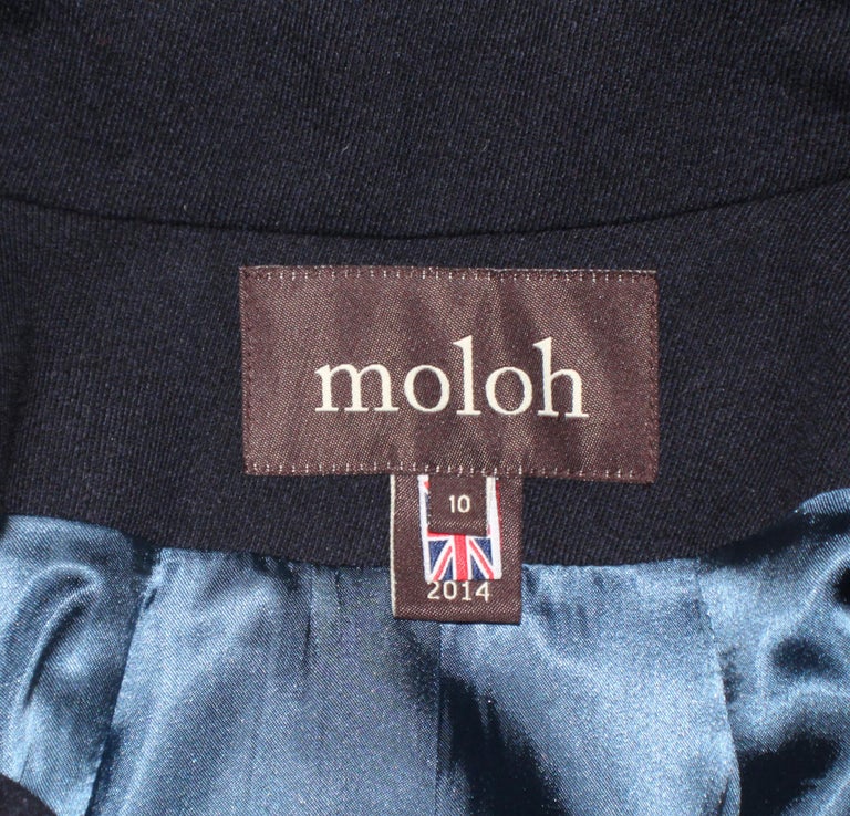 Moloh of the United Kingdom 3/4 Navy Belted Military Style Coat For ...