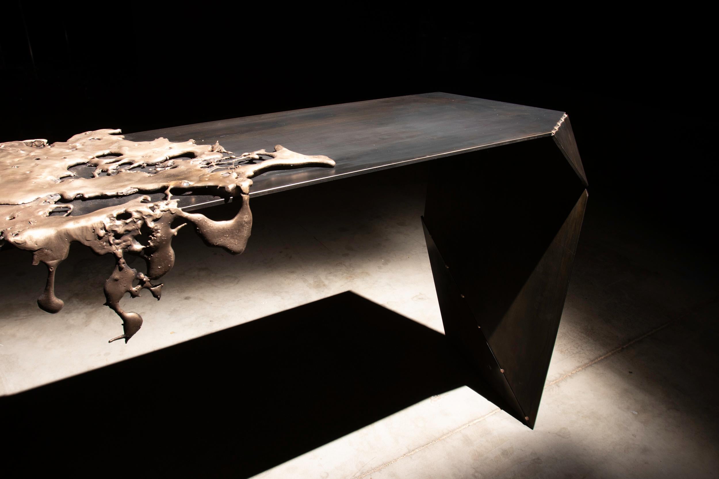 Molten Bronze and Black Steel Entryway Table "Schoenherr Console Table ...