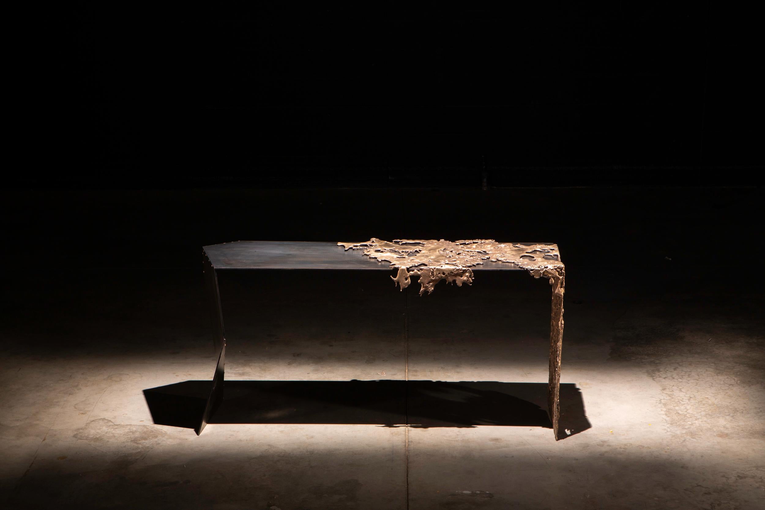 Molten Bronze and Black Steel Entryway Table "Schoenherr Console Table ...