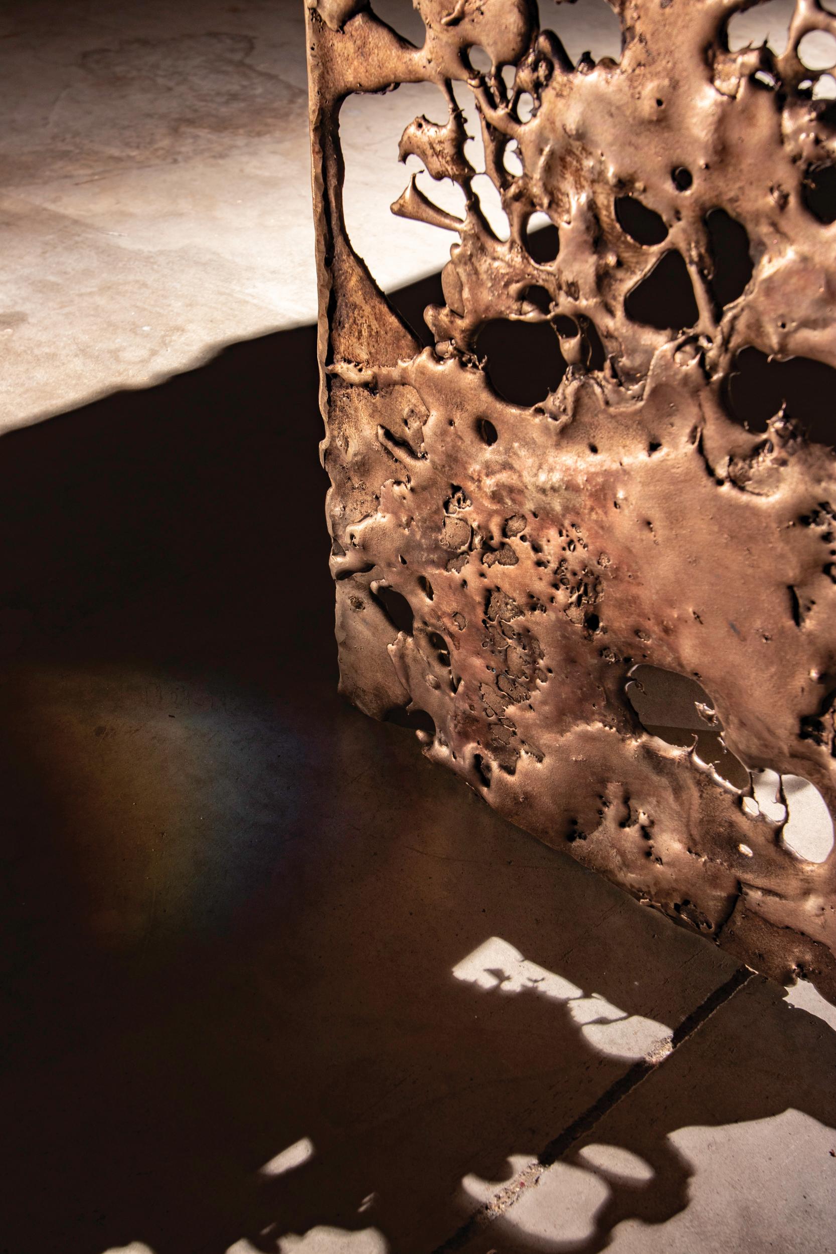 Molten Bronze and Black Steel Entryway Table "Schoenherr Console Table ...