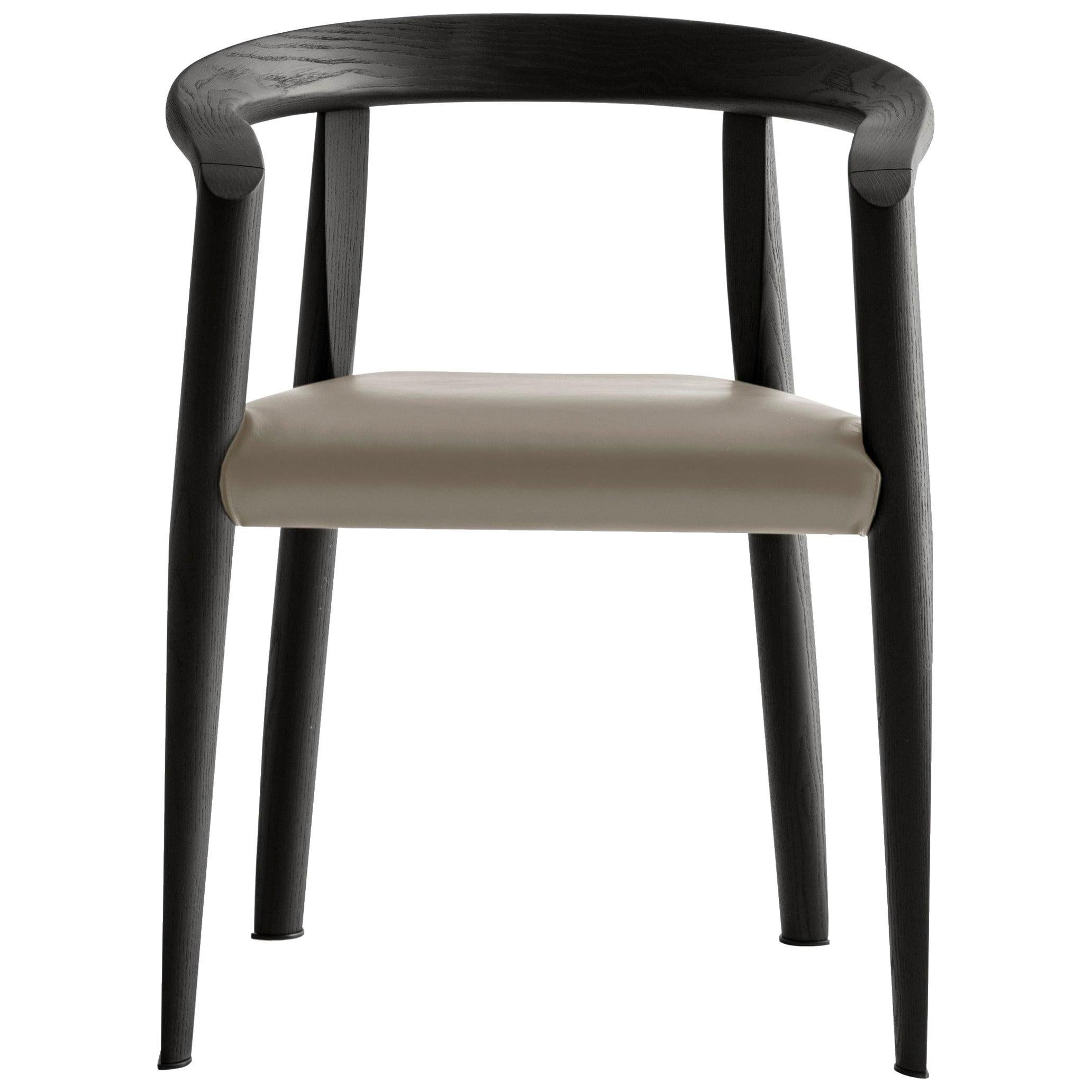 Molteni&C Miss Dining Chair in Black Ashwood with Black Leather by ...