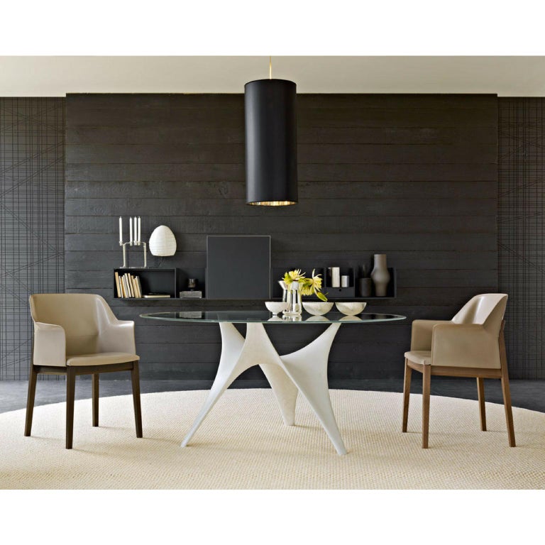 Molteni&C Round Arc Dining Table with Glass Top and Cement Base For ...