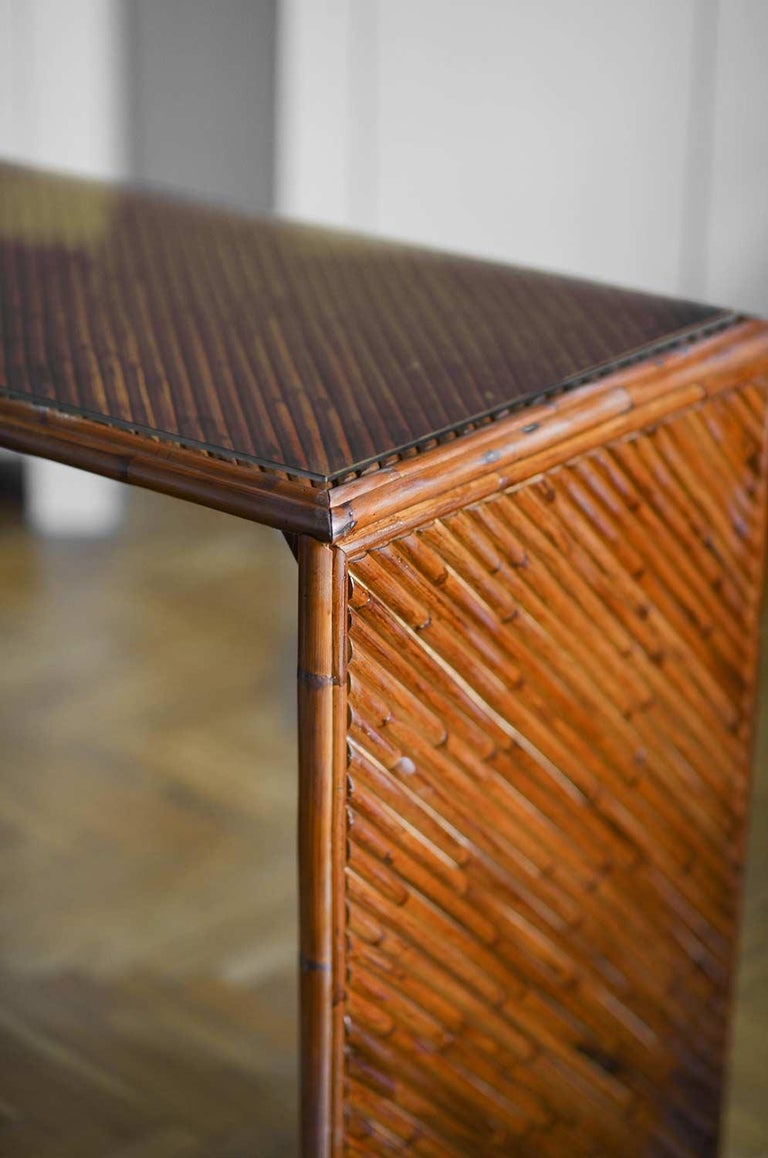 “Molto” bamboo writing desk with glass shelf (limited edition) For Sale ...