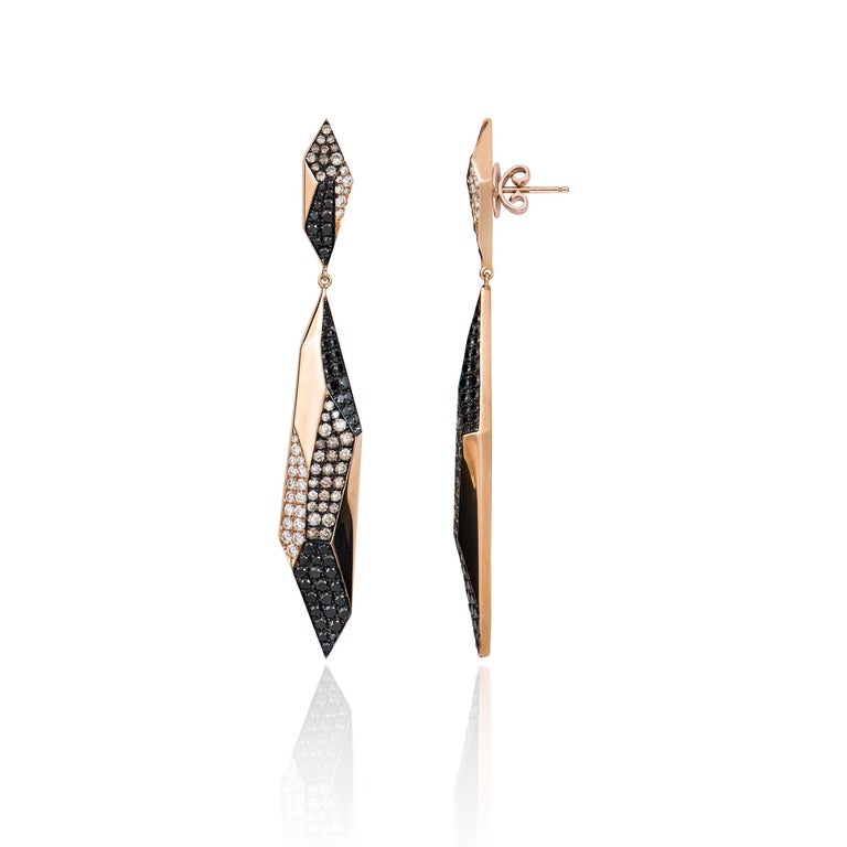 Molu Diamond Angular Gold Earrings For Sale at 1stDibs | angular earrings