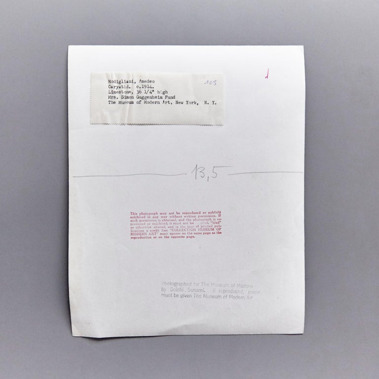 MOMA Photography of Modigliani Scultpure by Soichi Sunami, circa 1950 ...