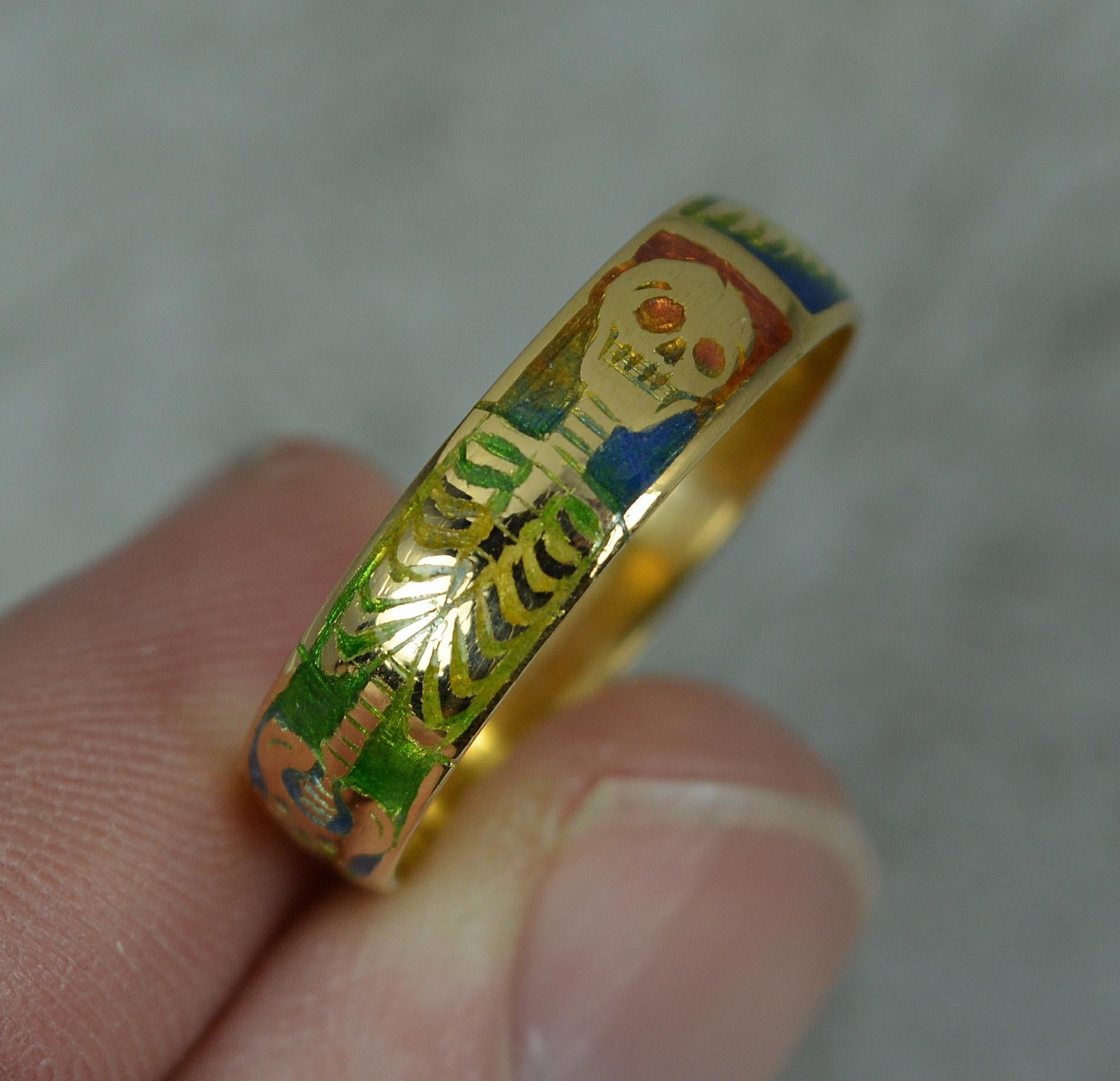 Momento Mori 22 Carat Gold and Pride Multi Colour Enamel Skull Skeleton ...