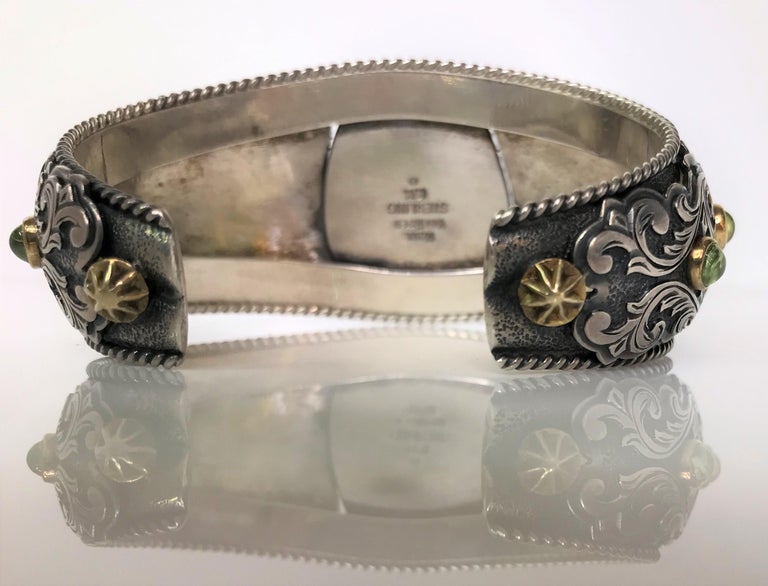 Mona Van Riper Turquoise Silver and Gold Bracelet For Sale at 1stDibs