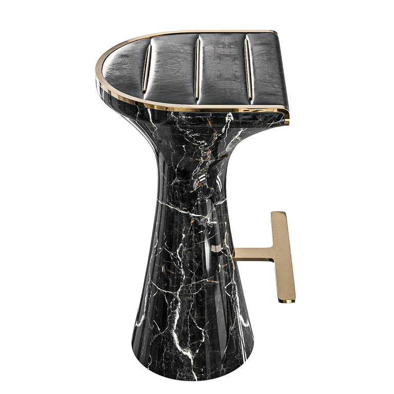 "Monachella" Bar Stool with Marble and Bronze Details, Istanbul For ...