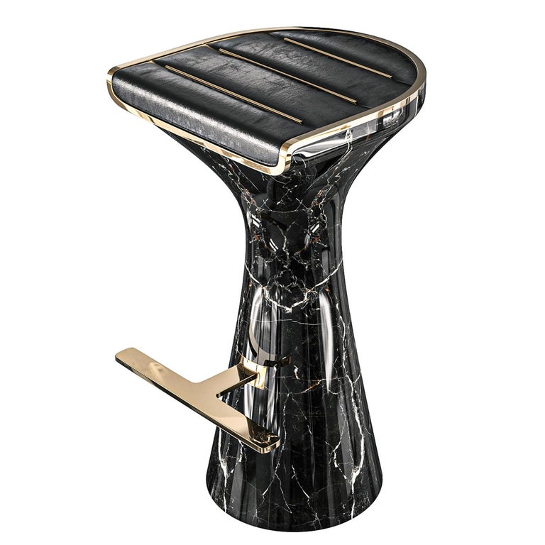 "Monachella" Bar Stool with Marble and Bronze Details, Istanbul For ...