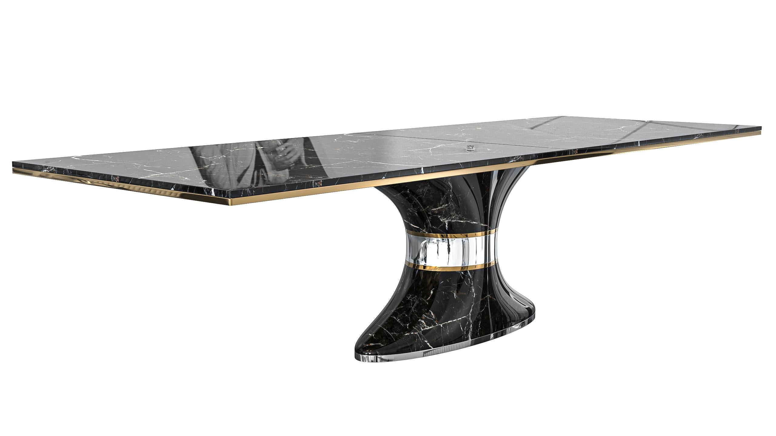 "Monachella" Table with Marble and Stainless Steel and Bronze Details ...