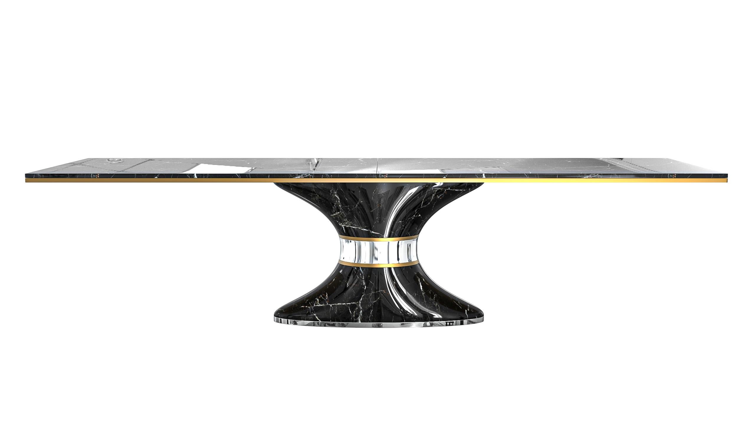 "Monachella" Table with Marble and Stainless Steel and Bronze Details ...