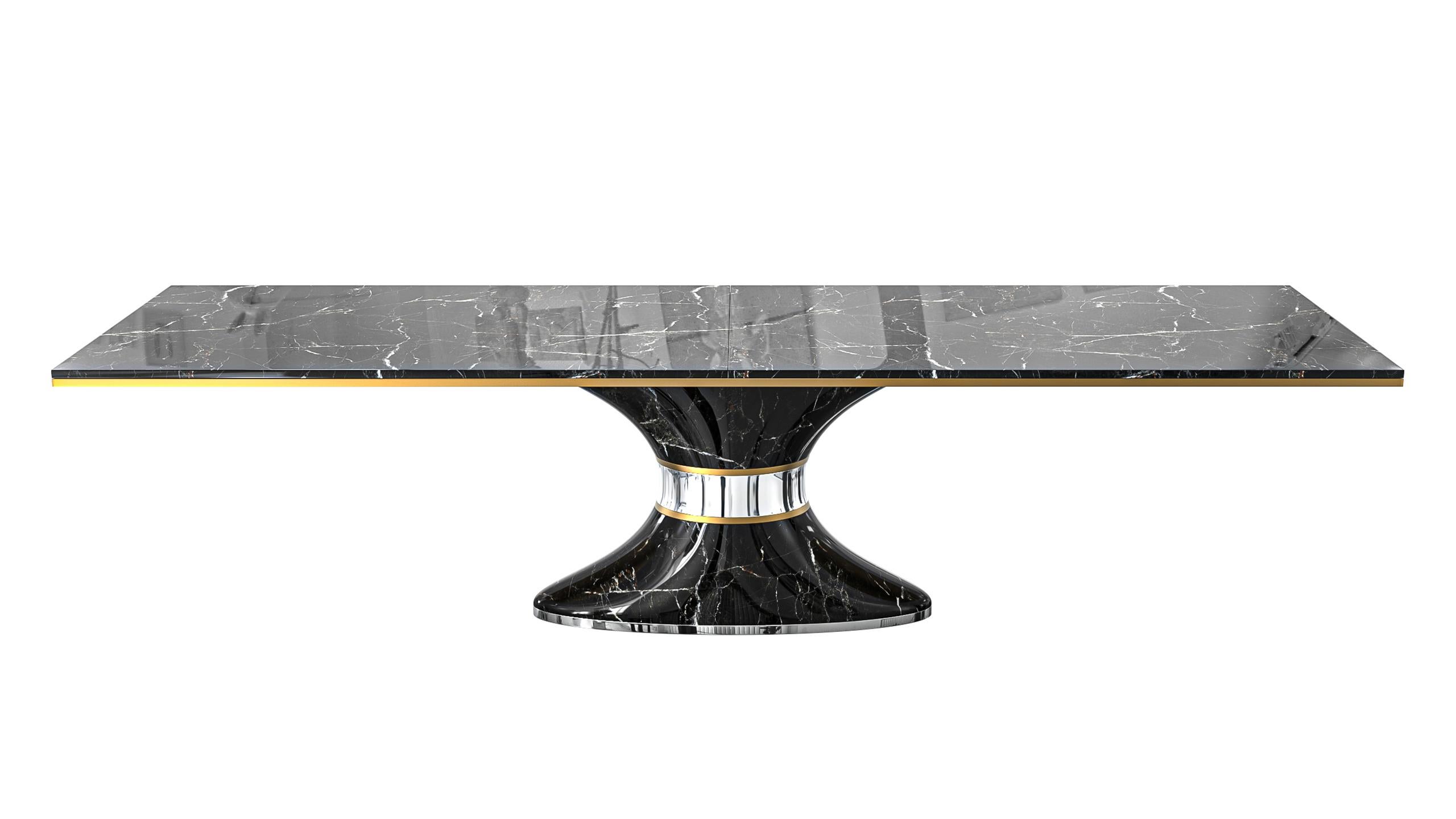"Monachella" Table with Marble and Stainless Steel and Bronze Details ...