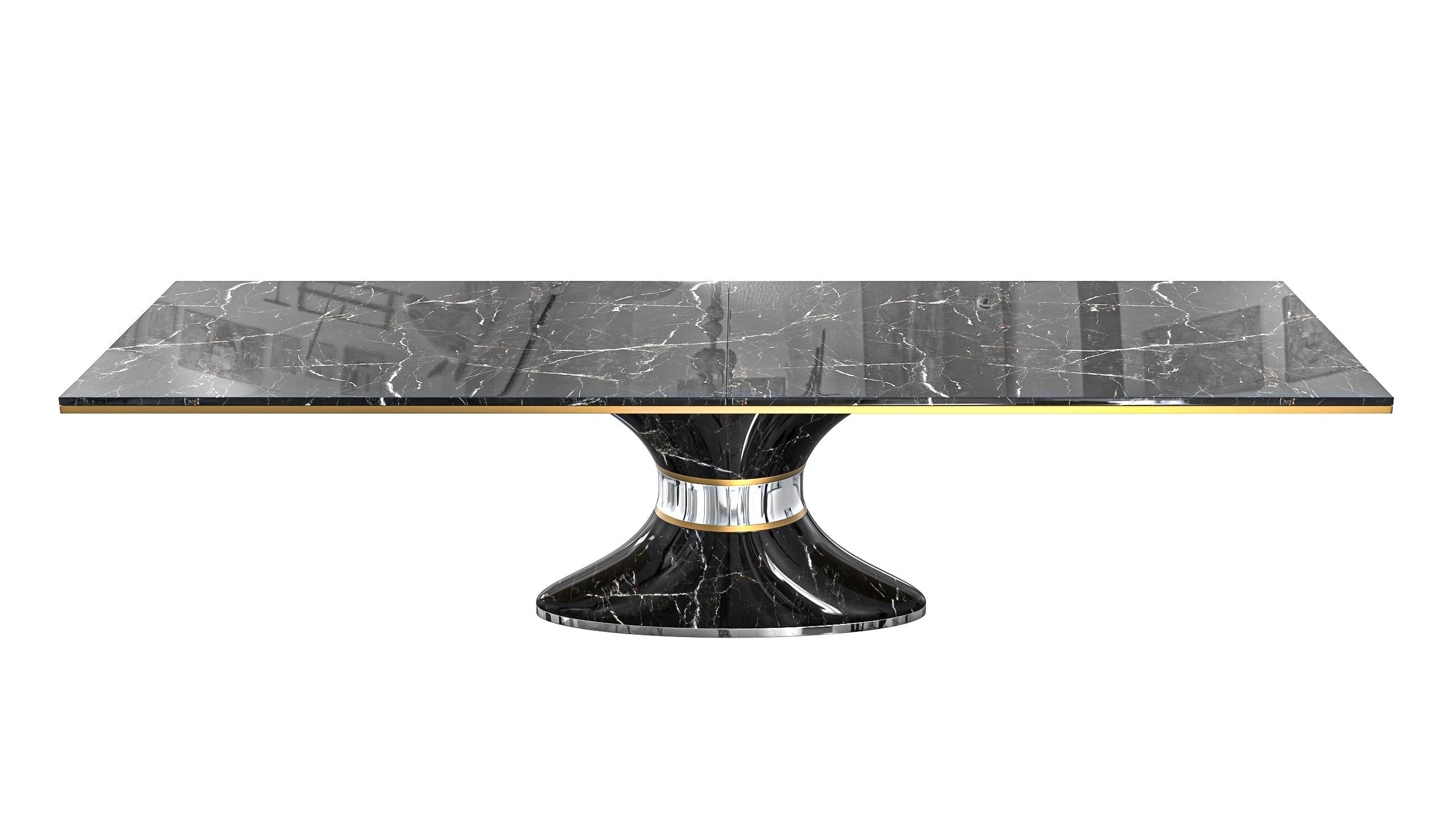 "Monachella" Table with Marble and Stainless Steel and Bronze Details ...