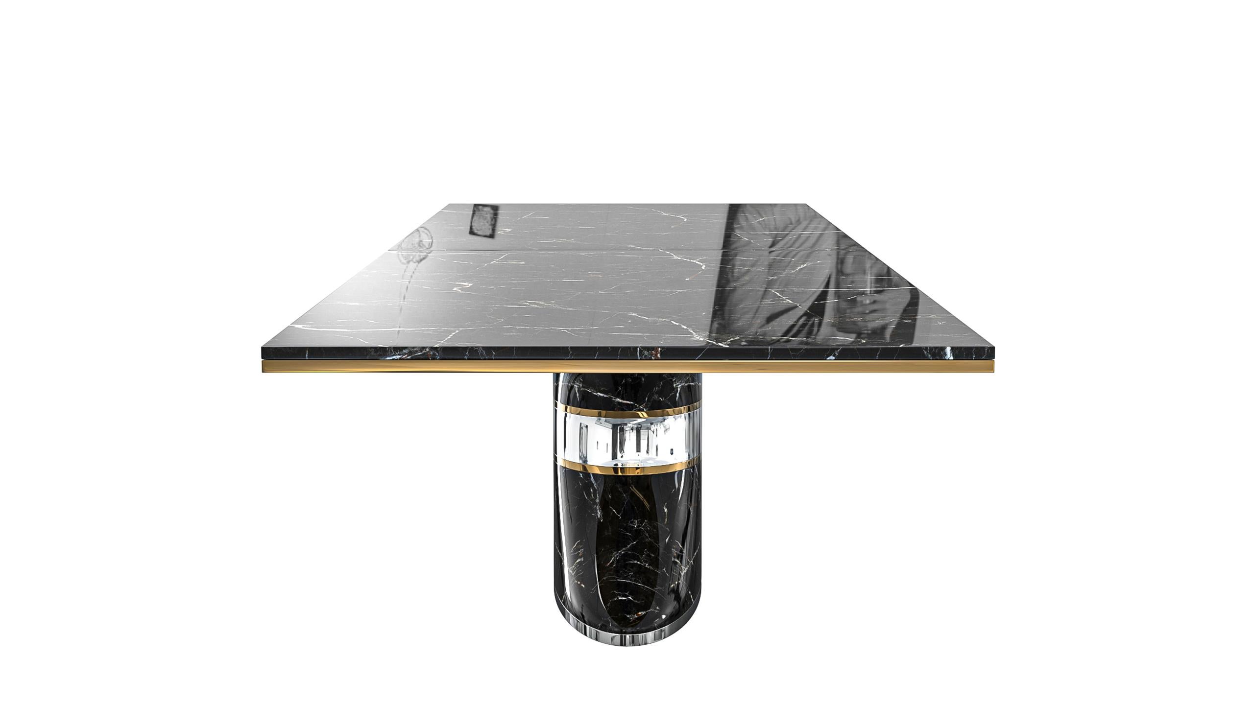 "Monachella" Table with Marble and Stainless Steel and Bronze Details ...